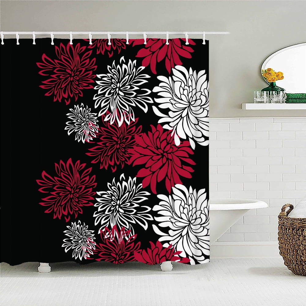 Boho Geometric Art Waterproof Fabric Shower Curtain Flower Petals ...