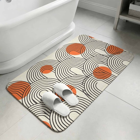 Boho Geometric Bathroom Rugs Non Slip Washable Bath Mat Absorbent Front ...