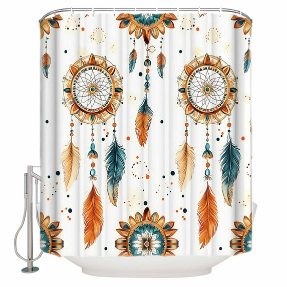 Boho Geometric Bathroom Shower Curtains with 12 Hooks Polyester ...