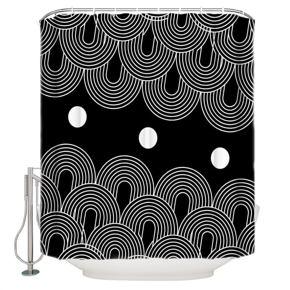 Boho Geometric Bathroom Shower Curtains with 12 Hooks Polyester ...