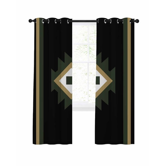Boho Geometric Blackout Curtains for Bedroom Living Room, Dark Green ...