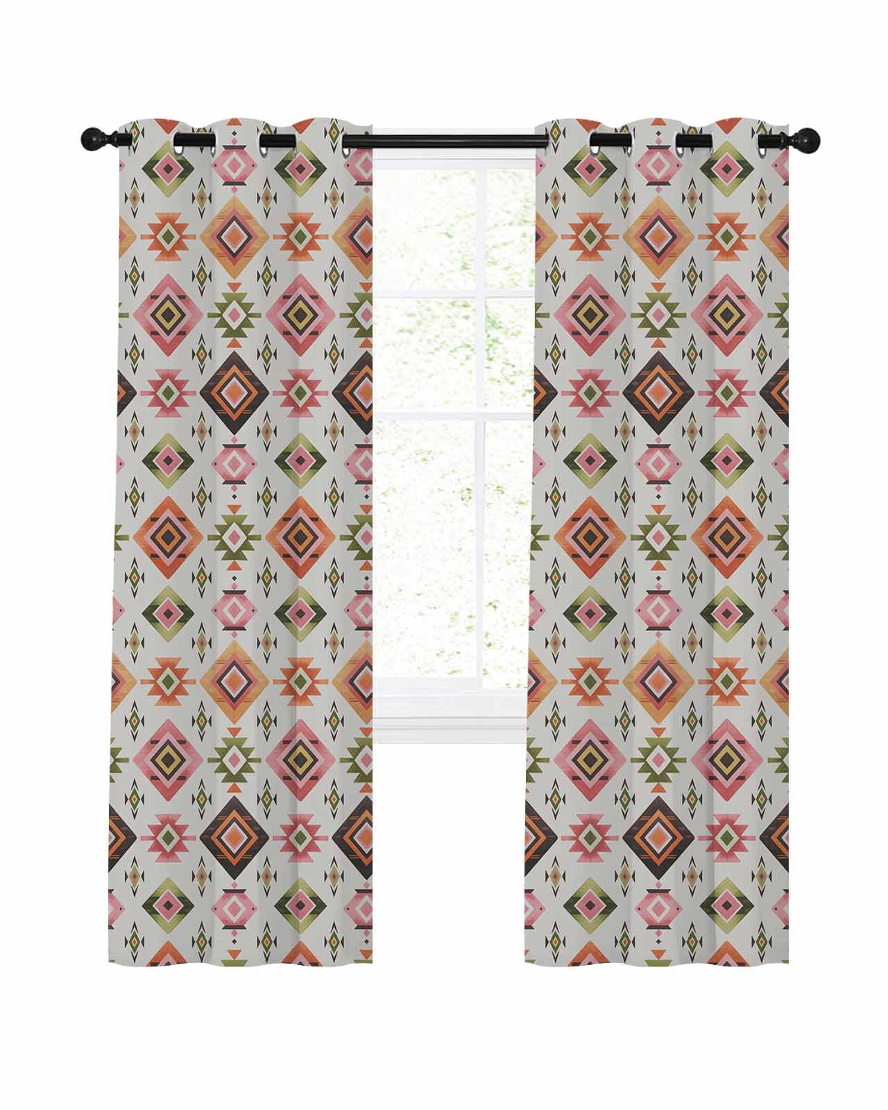 Boho Geometric Blackout Curtains, Light Blocking Print Window Curtains ...