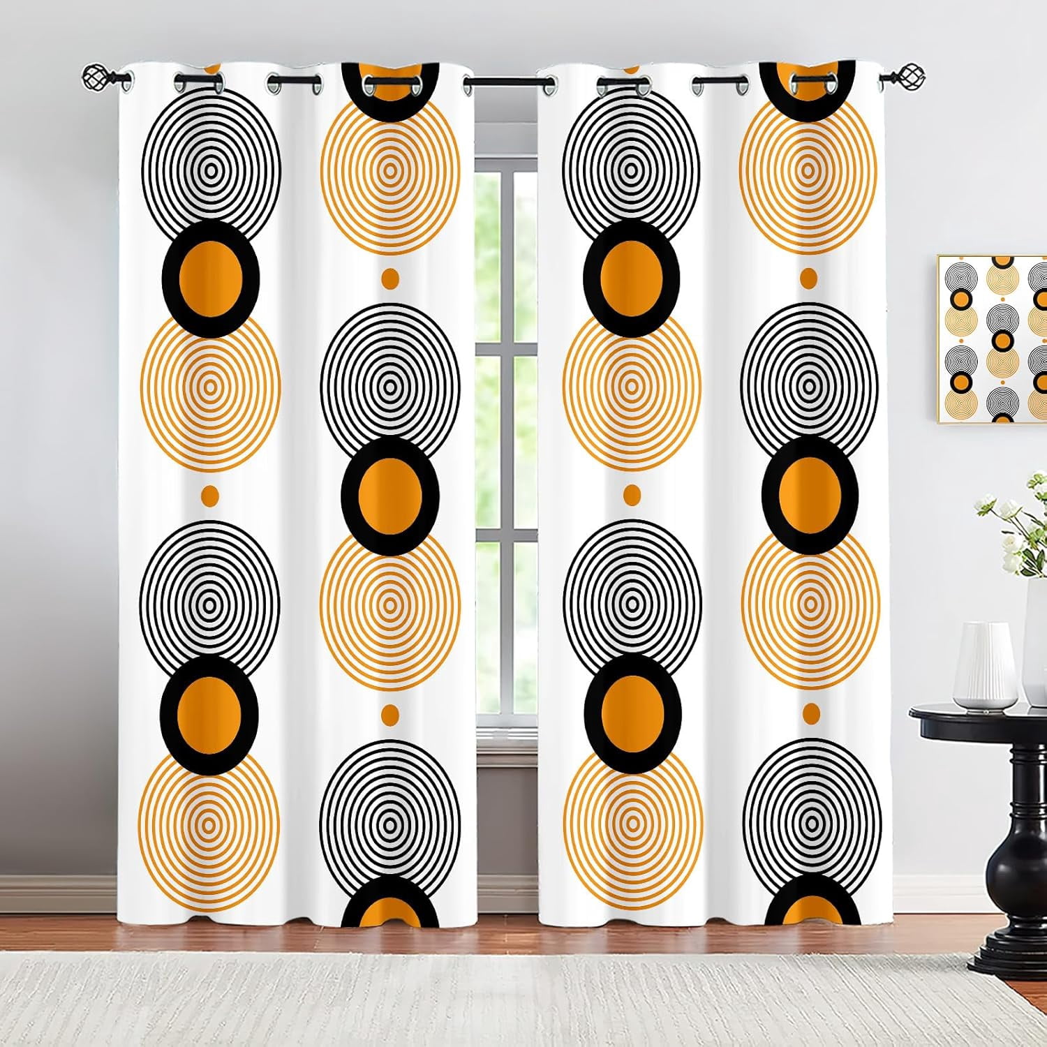 Boho Geometric Blackout Curtains, Polka Dot Pattern Window Drapes for ...