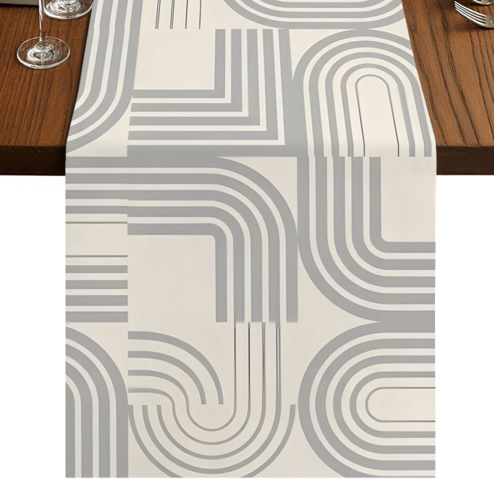 Boho Geometric Burlap Cotton Table Runner 13x108 Inches Long, Abstract ...