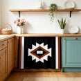 Boho Geometric Cabinet Curtains 28" W x 35" L, Black Red Ethnic Tribal ...
