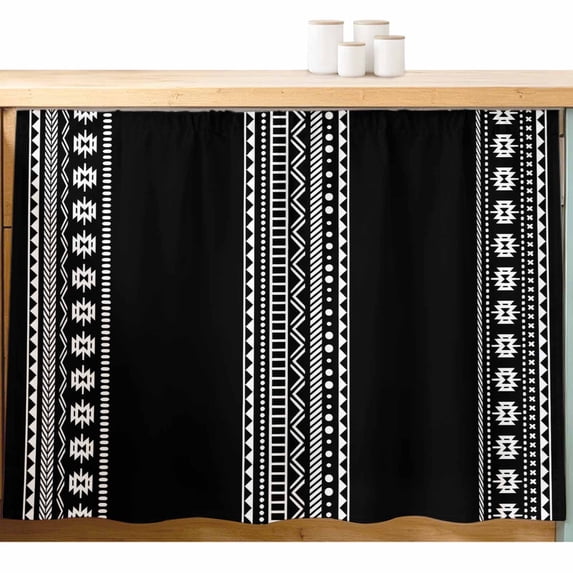 Boho Geometric Cabinet Curtains Bohemian Abstract Art Tribal Black Sink ...
