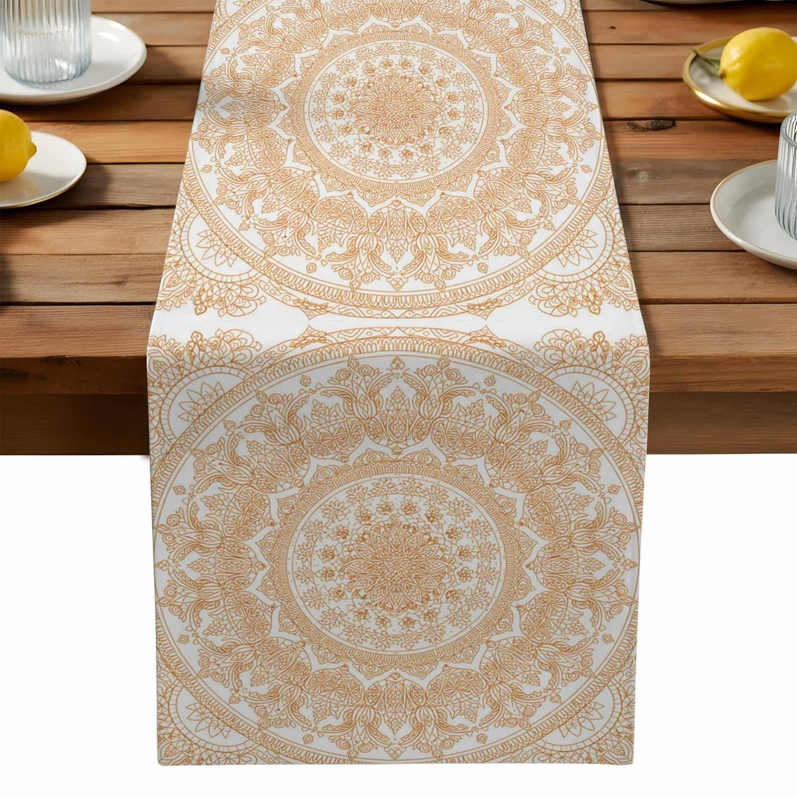 Boho Geometric Cotton Linen Table Runner for Dining Kitchen, Ethnic ...