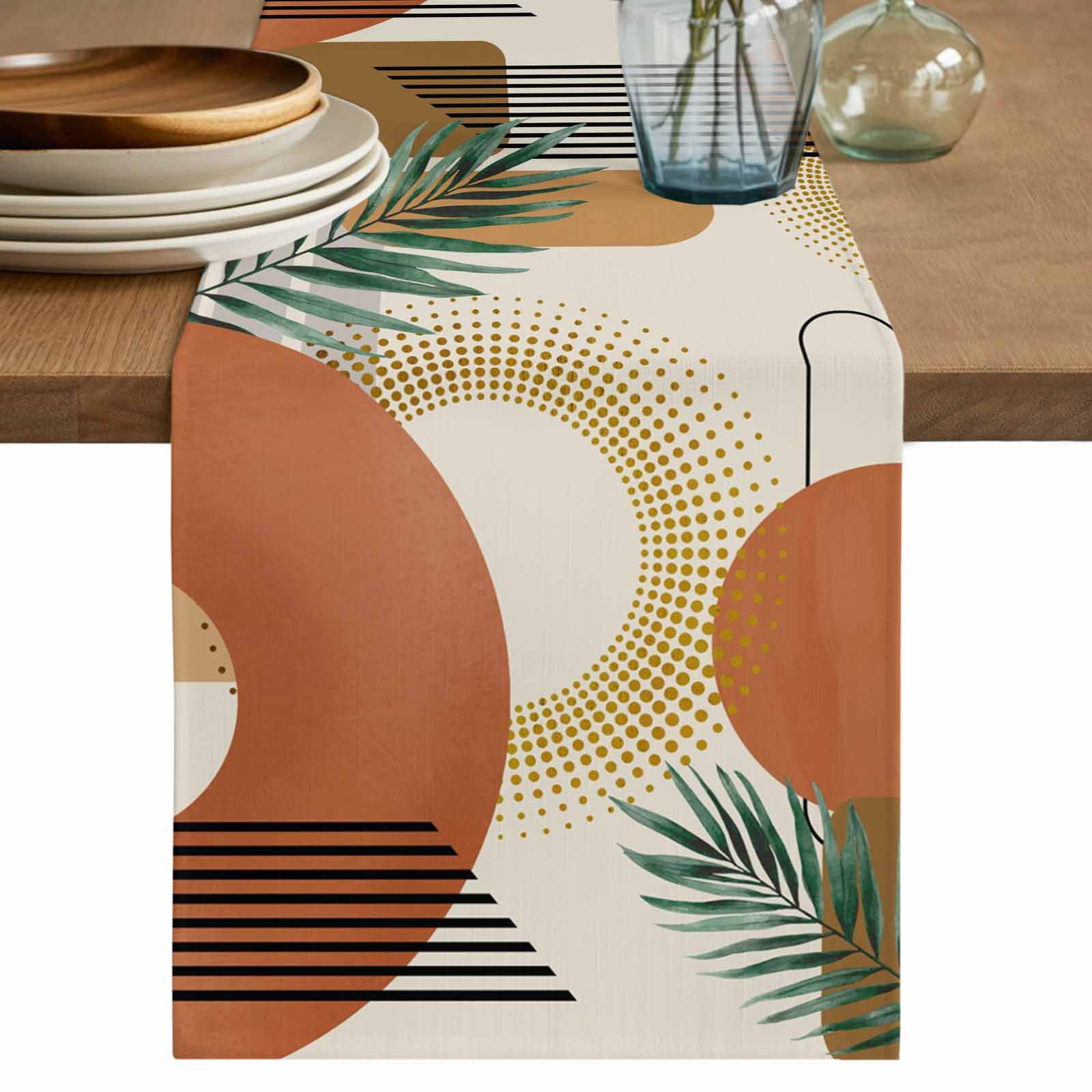 Boho Geometric Cotton Linen Table Runner for Dining Kitchen, Farmhouse ...
