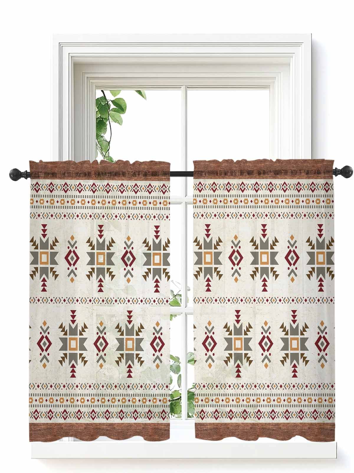 Boho Geometric Curtains 45 Inch Length,Sheer Curtains for Bedroom ...