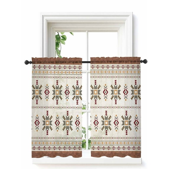 Boho Geometric Curtains 45 Inch Length,Sheer Curtains for Bedroom ...