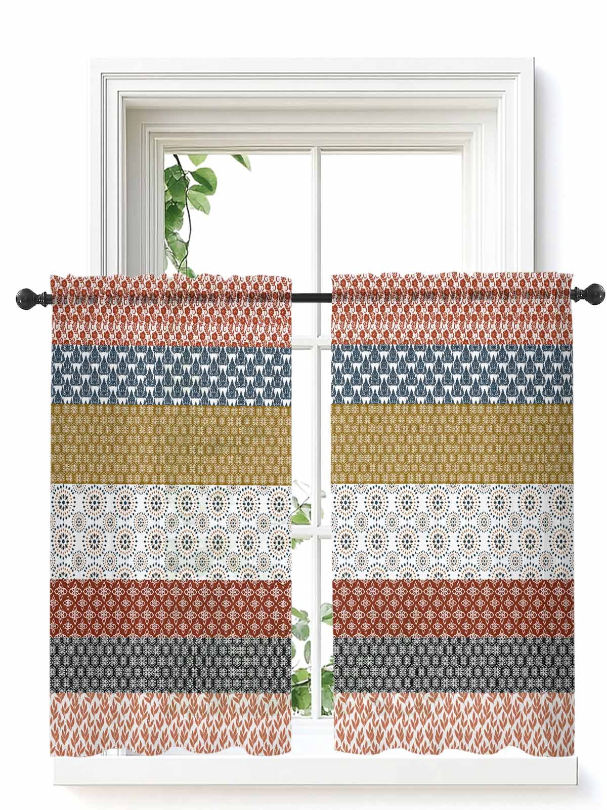 Boho Geometric Curtains 54 Inch Length, Sheer Curtains for Bedroom ...