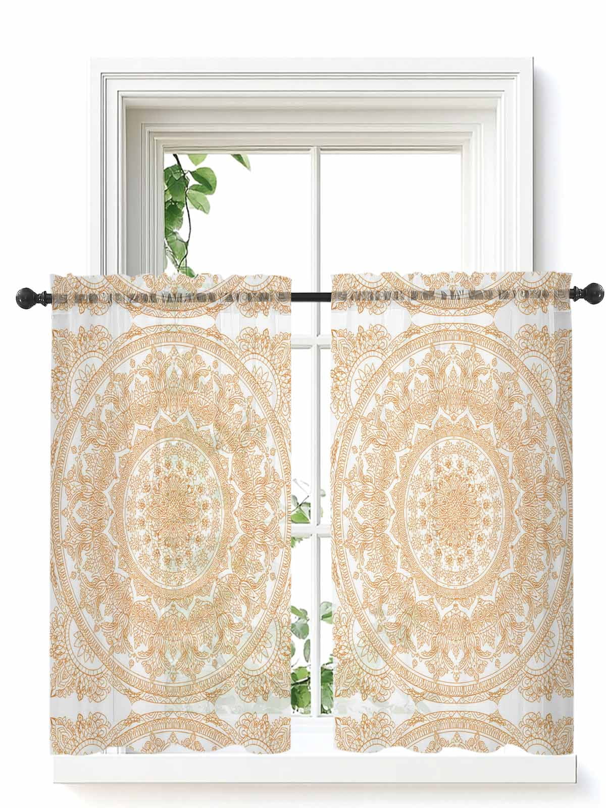 Boho Geometric Curtains 54 Inch Length, Sheer Curtains for Bedroom ...