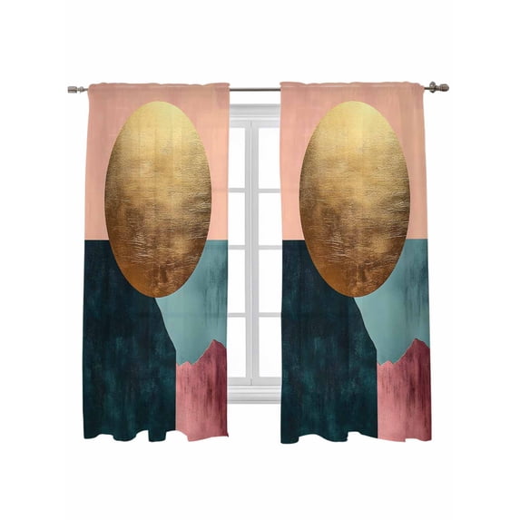 Boho Geometric Curtains 63 Inch Length, Sheer Curtains for Bedroom ...
