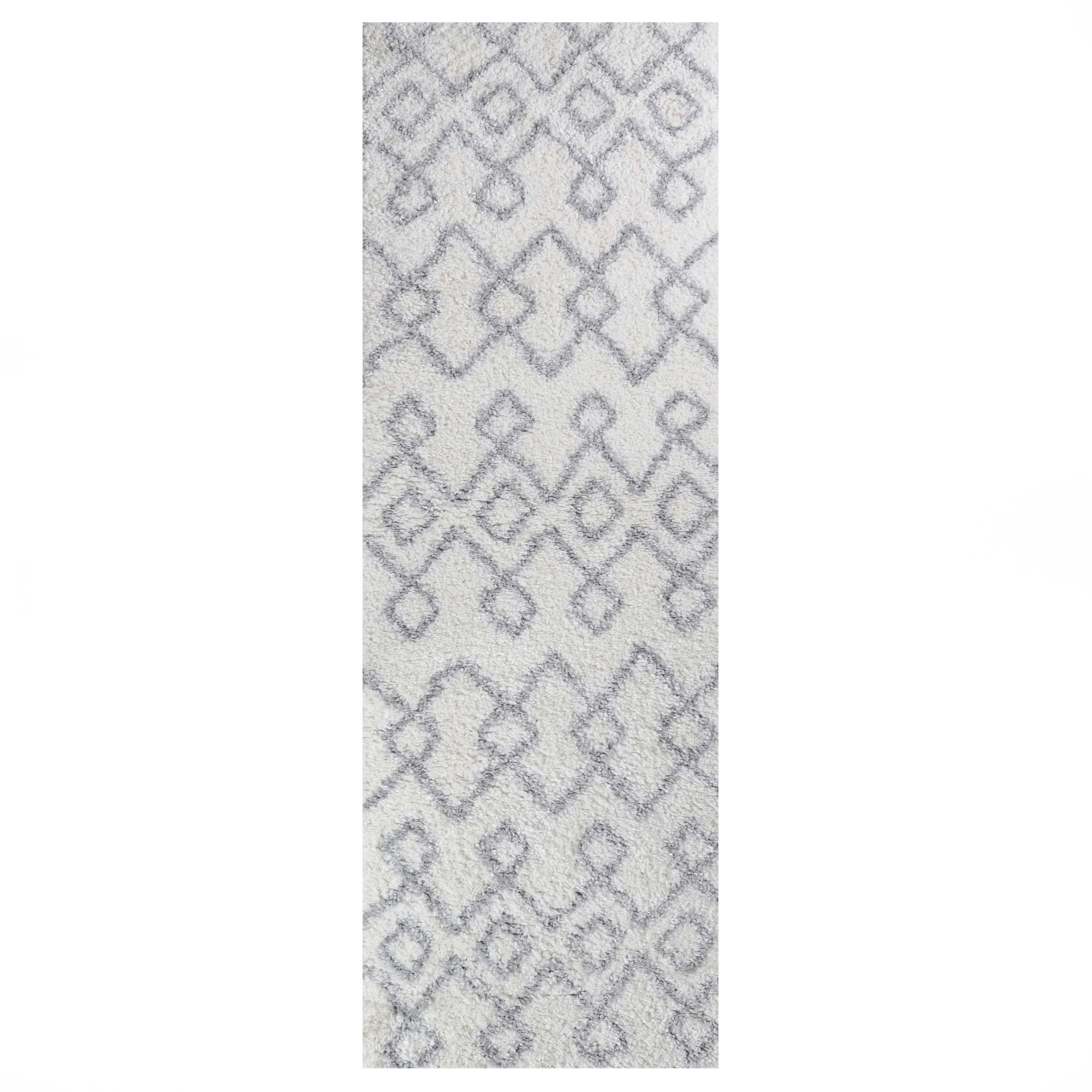 SAFAVIEH Daley Geometric Plush Shag Runner Rug, Dark Grey/Ivory, 2'3" x ...
