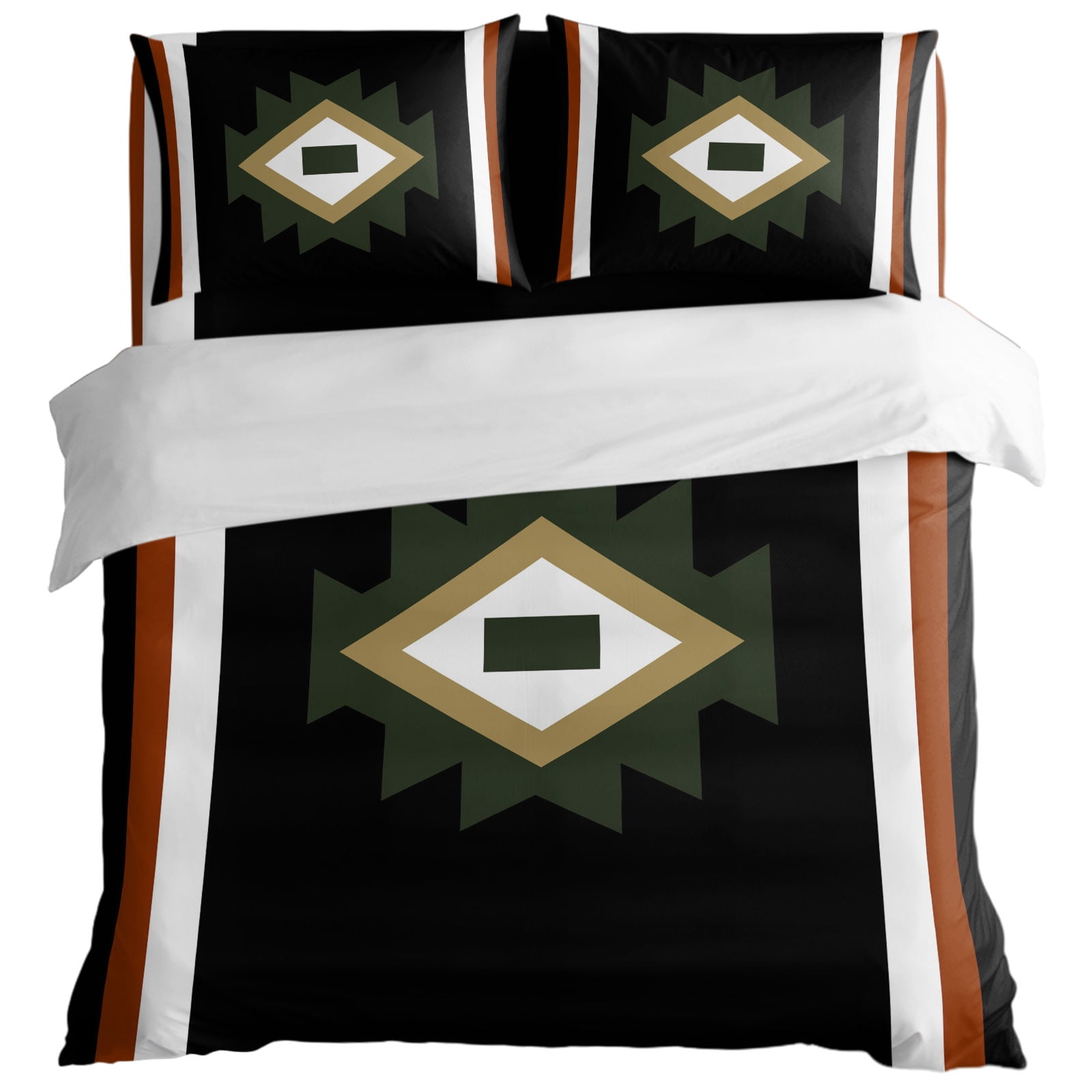 Boho Geometric Duvet Cover Set Twin Size, Red Black Ethnic Tribal ...