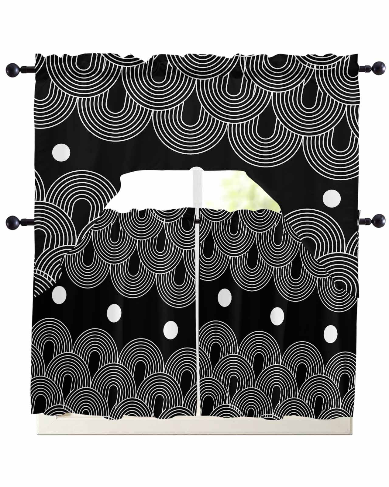 Boho Geometric Kitchen Curtains Sets 24 Inch Length with Valance ...