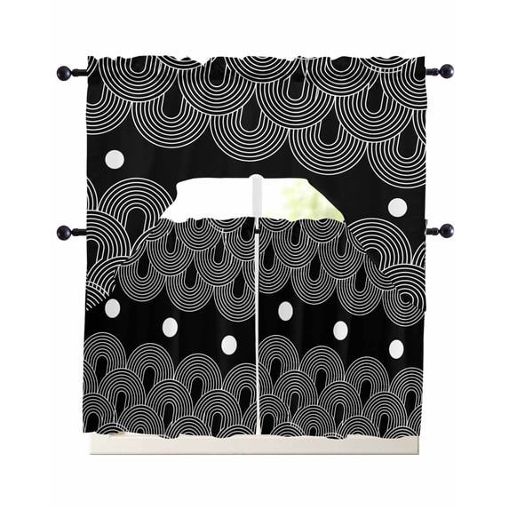 Boho Geometric Kitchen Curtains Sets 24 Inch Length with Valance ...