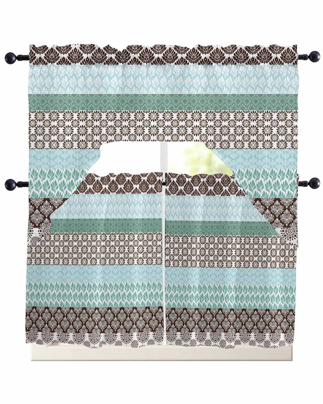 Boho Geometric Kitchen Curtains Sets 24 Inch Length with Valance ...