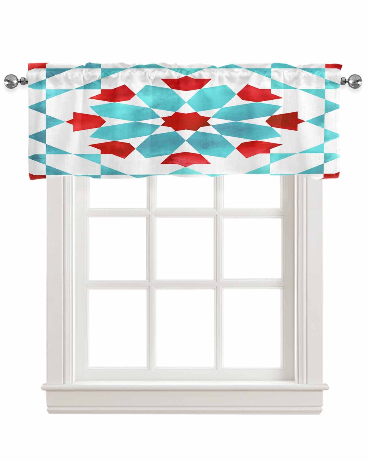 Boho Geometric Kitchen Valances for Windows Farmhouse Linen Window ...