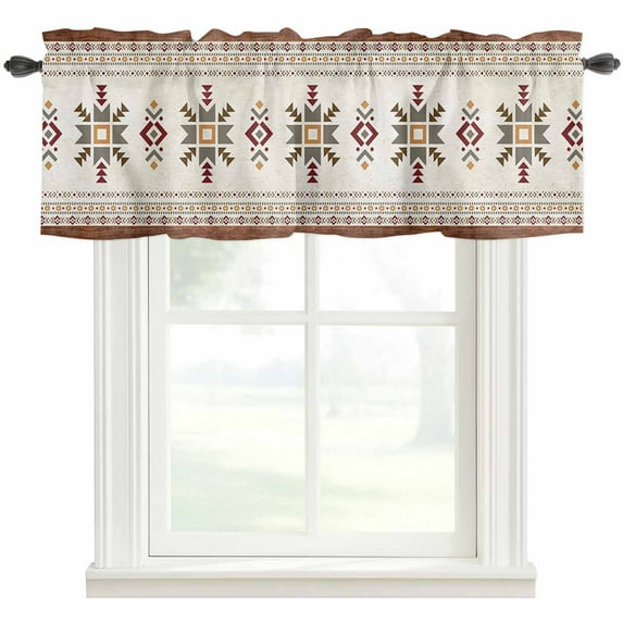 Boho Geometric Kitchen Valances for Windows, Small Valance Curtains Rod ...