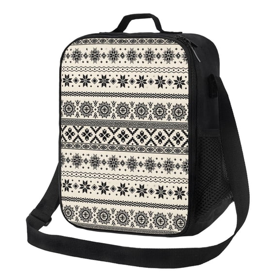 Boho Geometric Lunch Bag Insulated Thermal Lunch Box with Shoulder ...