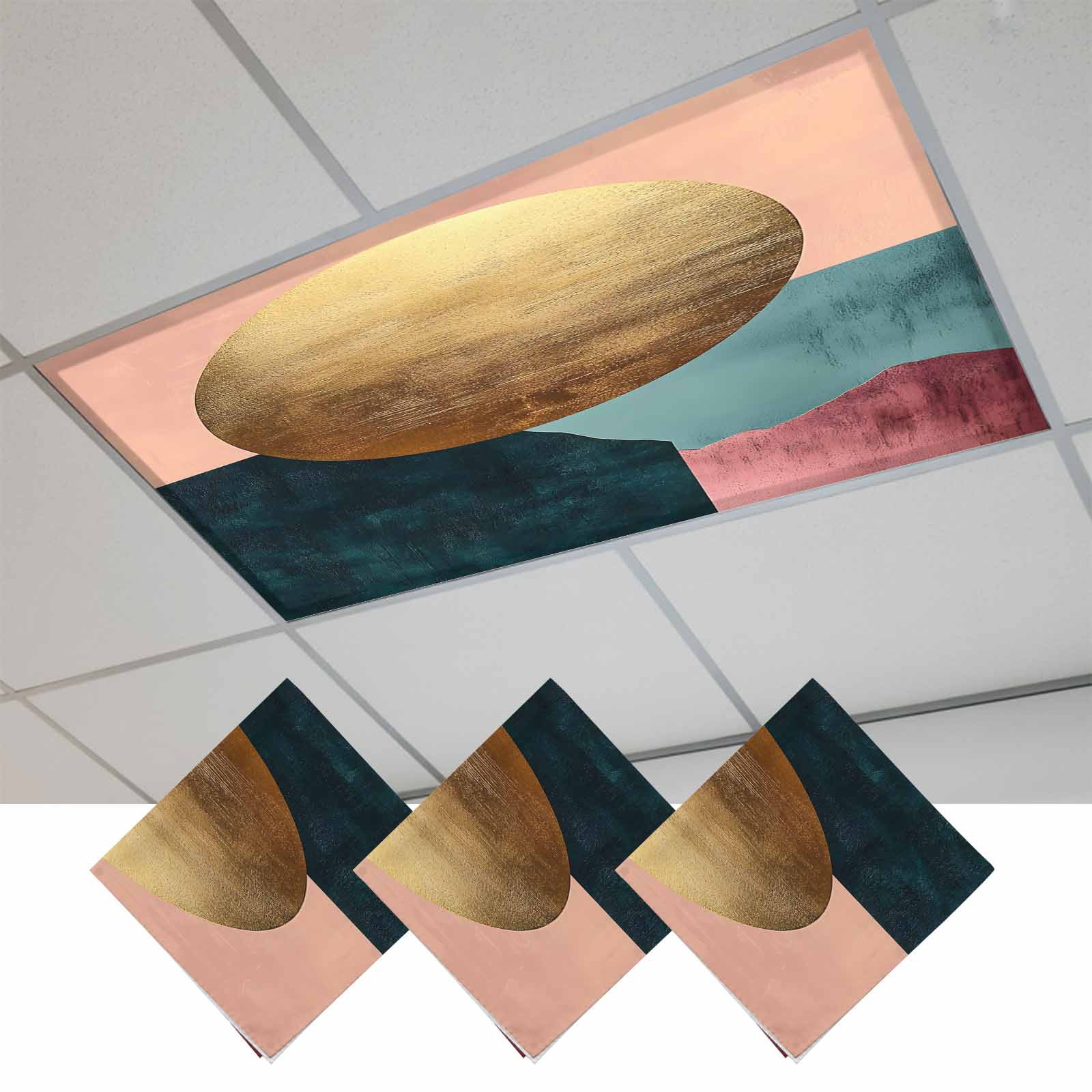 Boho Geometric Magnetic Fluorescent Light Covers for Ceiling Lights 2 x ...