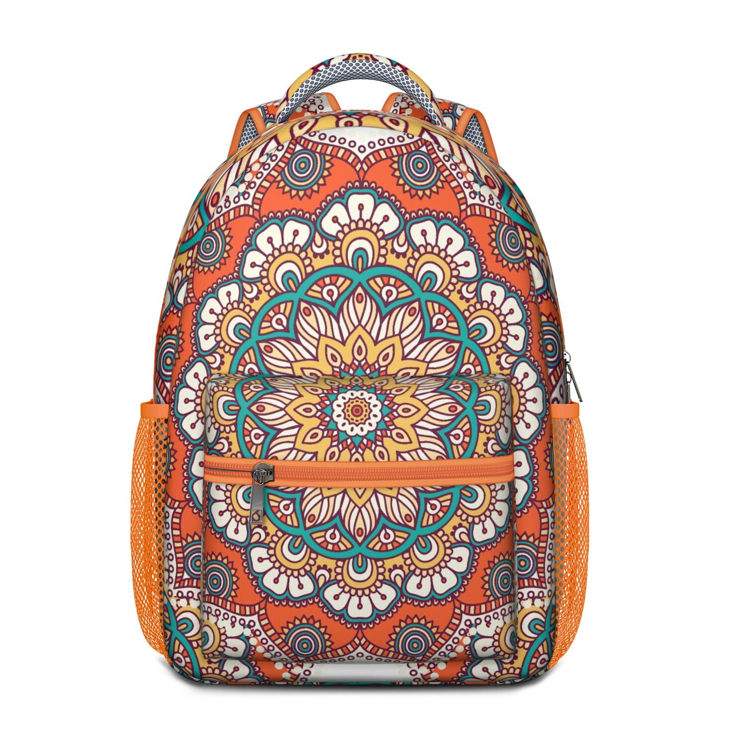 Boho Geometric Mandala School Backpack - Ergonomic Design for Teens ...