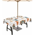 Boho Geometric Outdoor Tablecloth with Umbrella Hole Rectangle,Ethnic ...