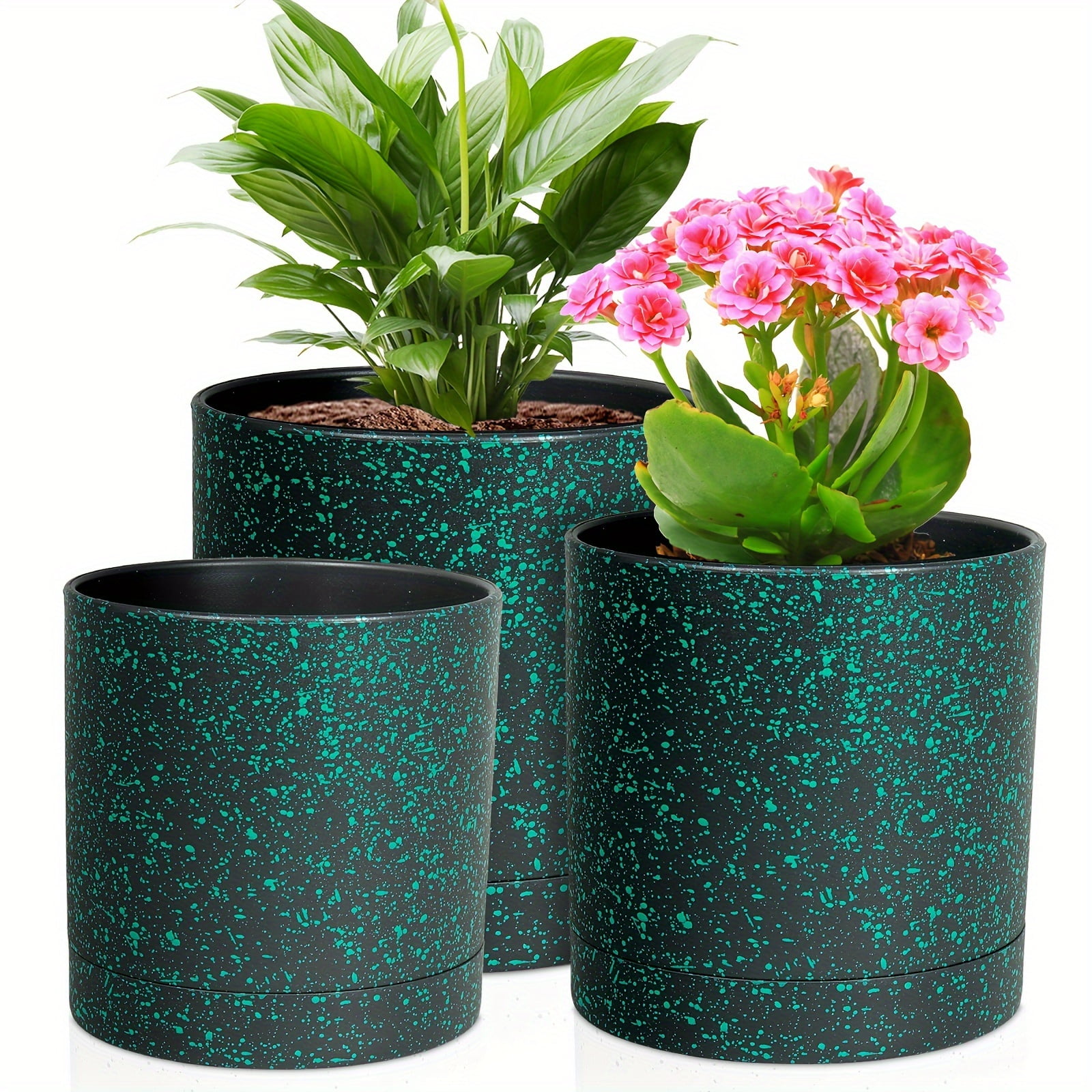 Boho Geometric Pots - Set of 3 (Large/Medium/Small) - Drainage Holes ...