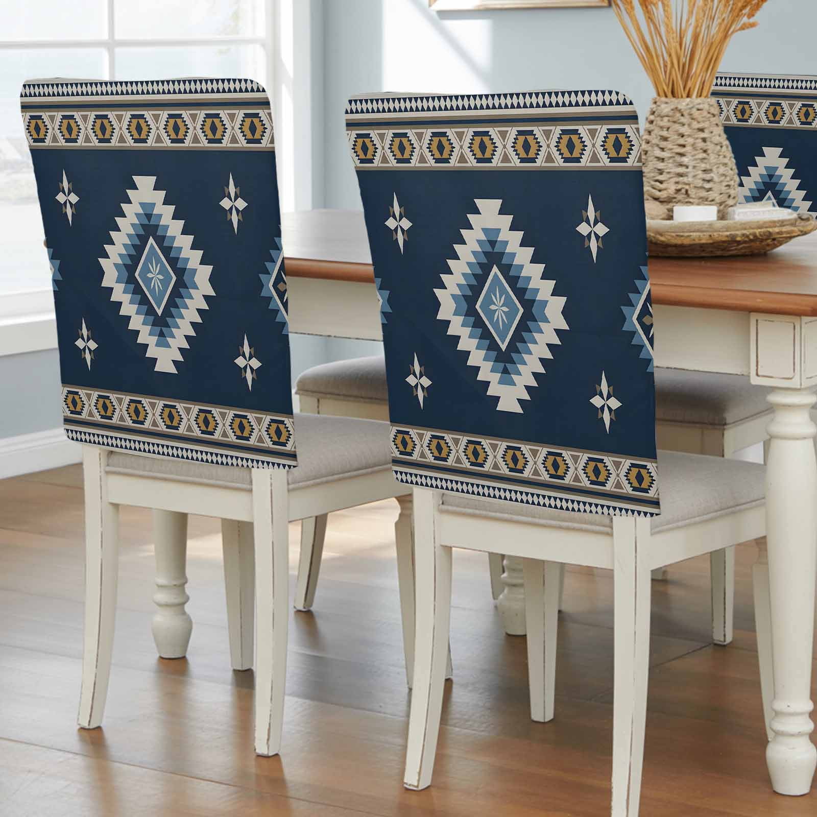 Boho Geometric Retro Lines Chair Covers Set of 6 Abstract Tribal ...