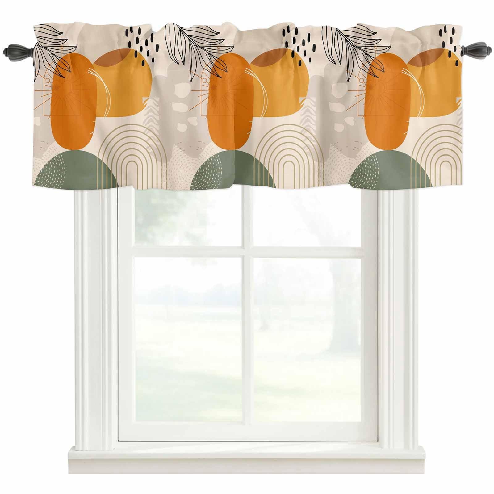 Boho Geometric Rod Pocket Curtain Valance, Middle Century Abstract ...