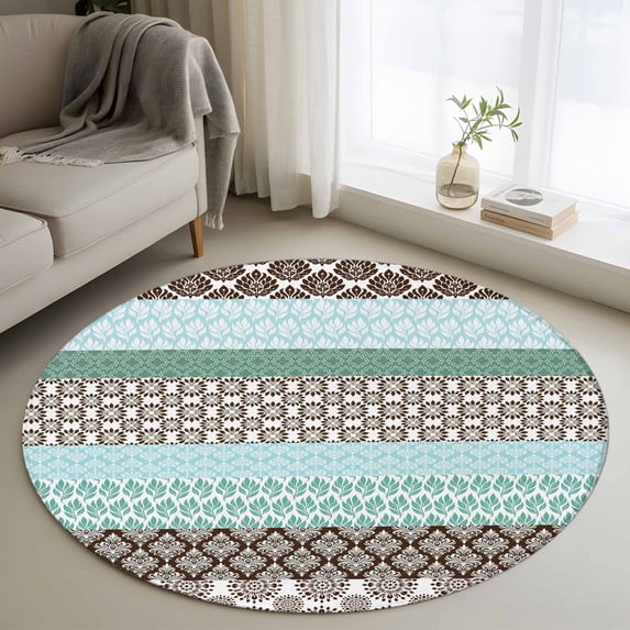 Boho Geometric Round Area Rug 4 FT, Non Slip Indoor Outdoor Rug ...
