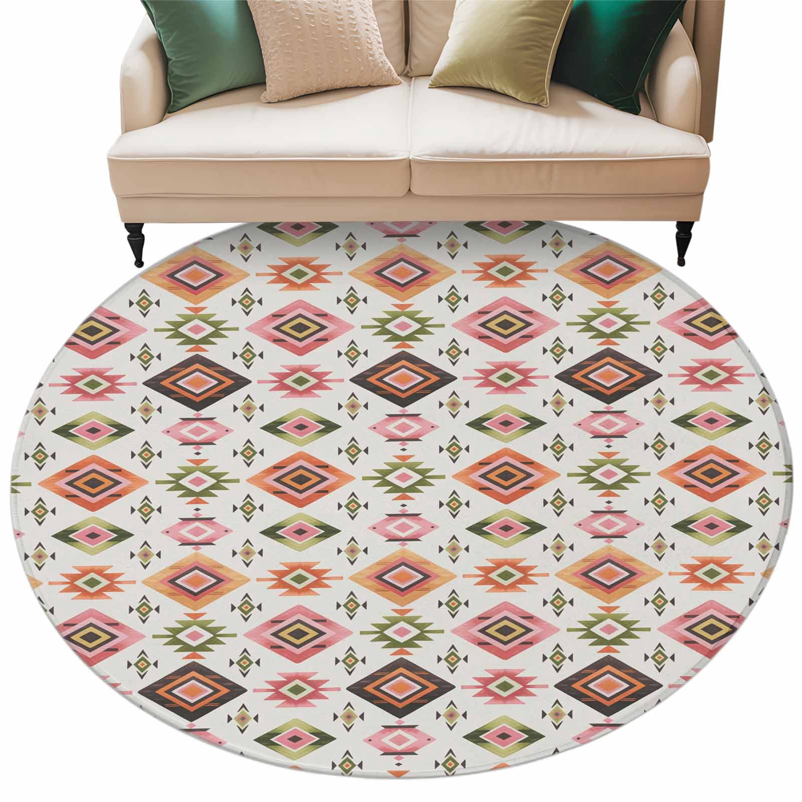 Boho Geometric Round Area Rugs Collection 8', Modern Abstract Art ...