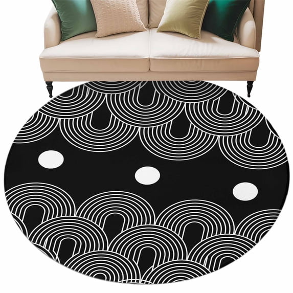 Boho Geometric Round Rug 5ft Washable Circle Kitchen Rugs Non Slip ...