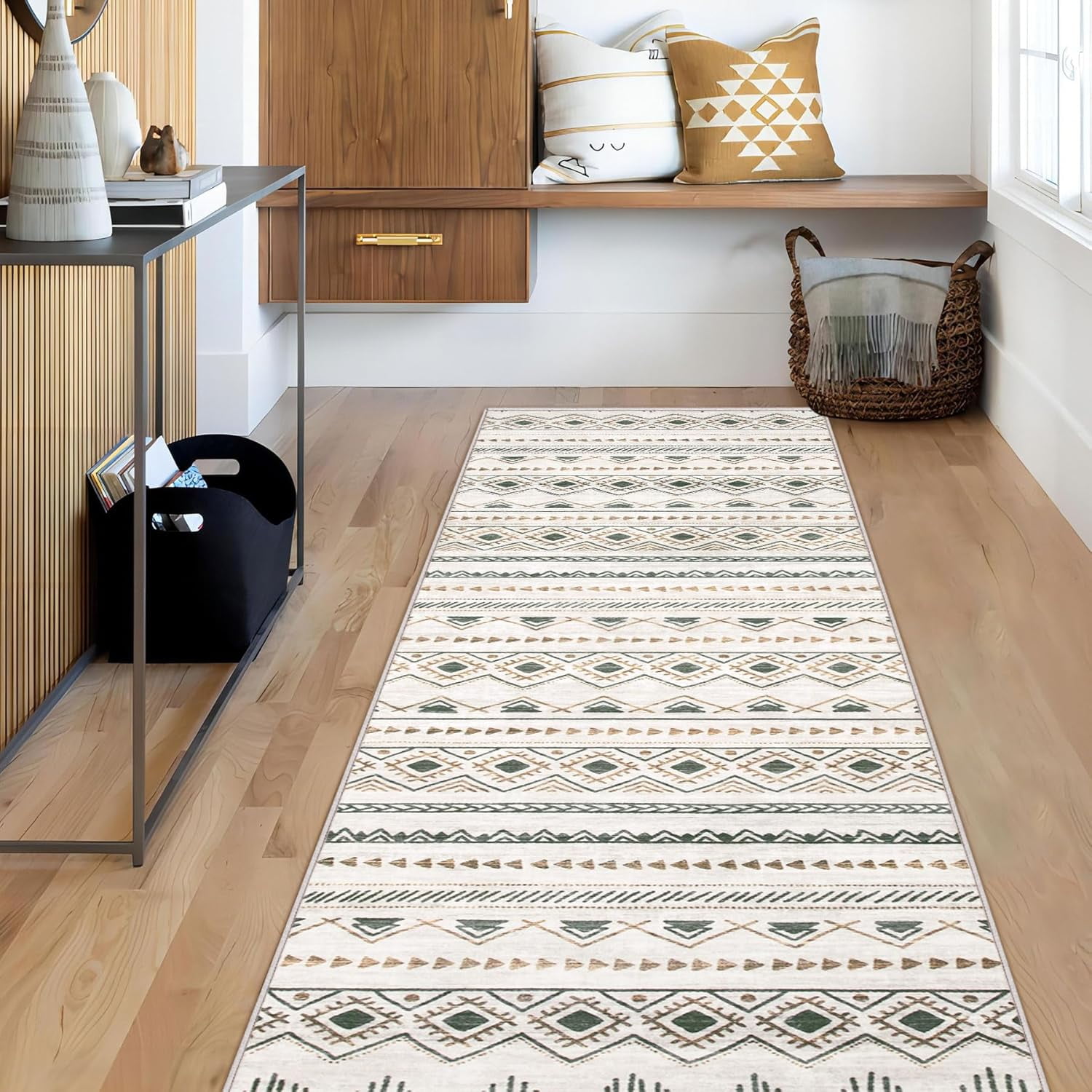 Boho Geometric Runner Rug 2x7, Washable Long Kitchen Hallway Rug, Soft ...