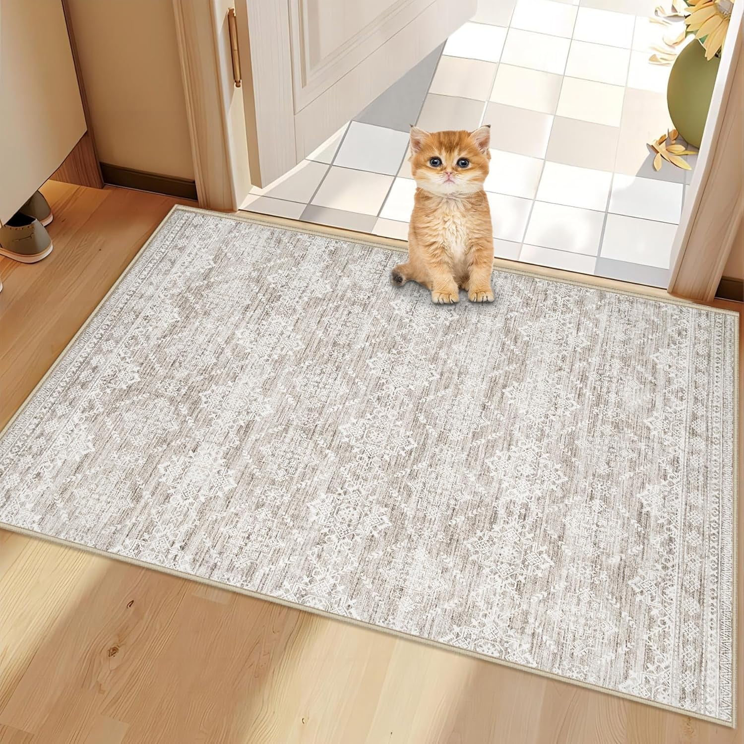 Boho Geometric Runner Rug 2x7, Washable Long Kitchen Hallway Rug, Soft ...