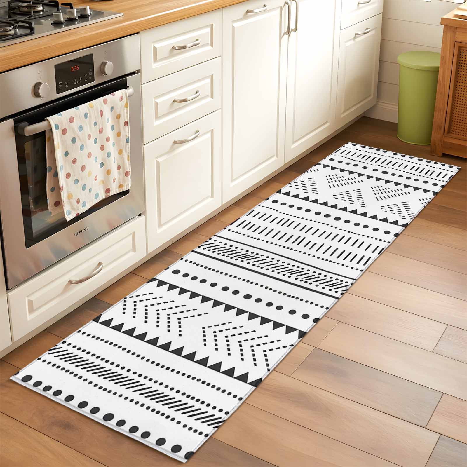 Boho Geometric Runner Rugs 2x6 ft Bohemian Abstract Art Tribal Black ...