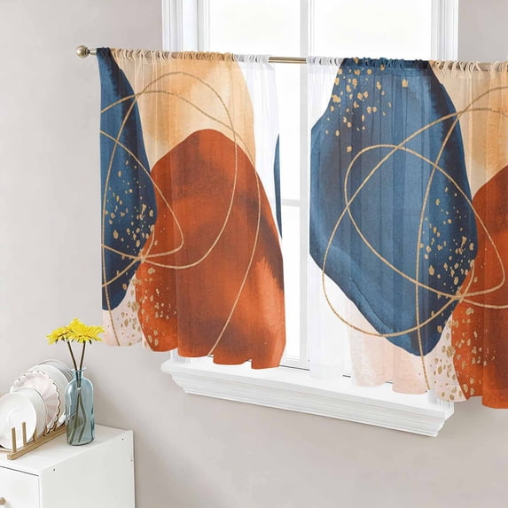 Boho Geometric Semi Sheer Curtains 54 Inch Length 2 Panels Set ...