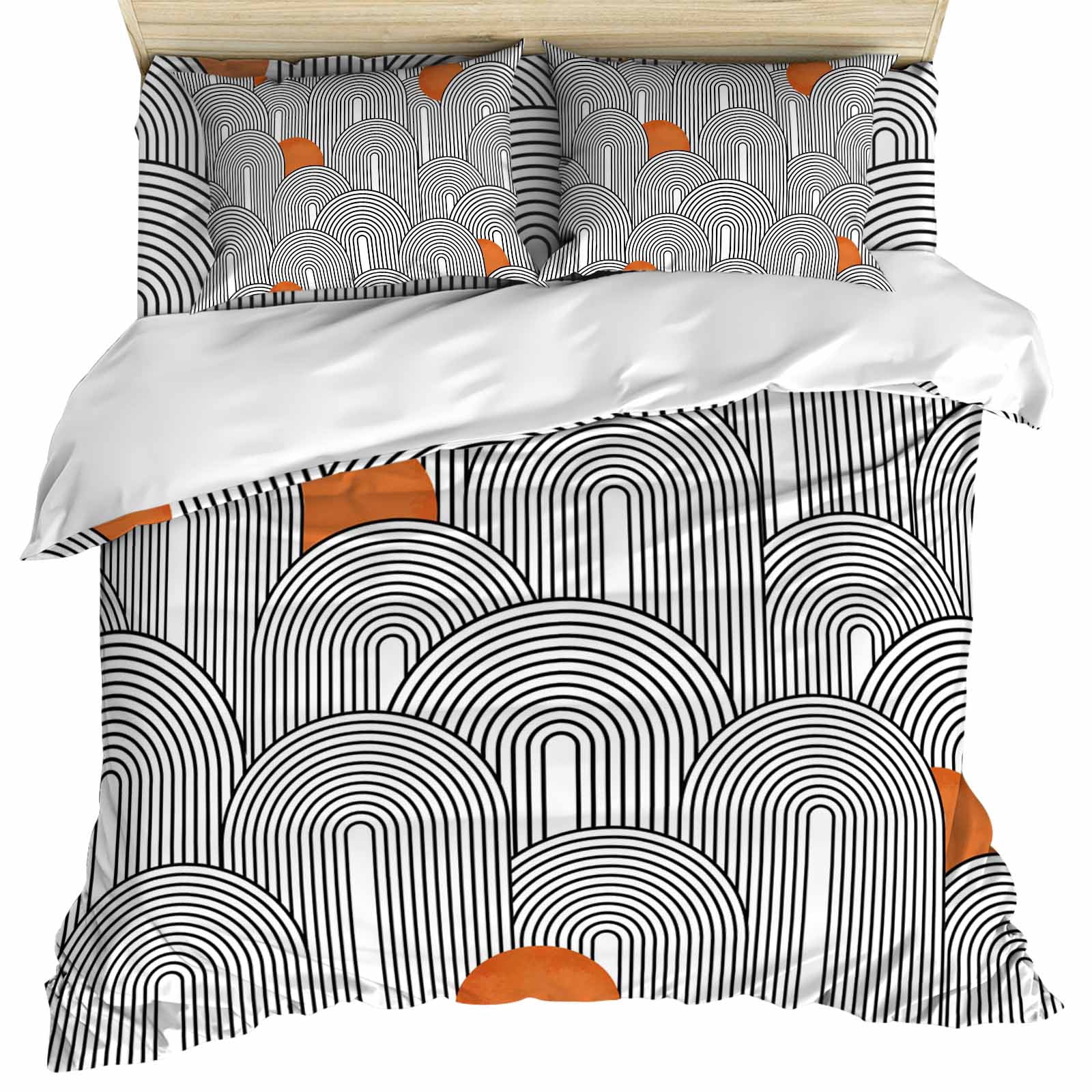 Boho Geometric Set of 4 Bedding Quilt Covers, Modern Abstract Chic ...