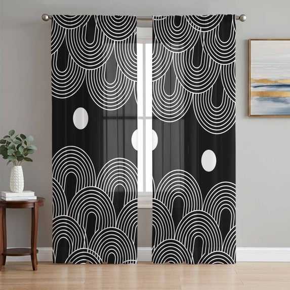 Boho Geometric Sheer Curtains for Living Room Bedroom Modern Abstract ...