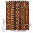 Boho Geometric Shower Curtain for Bathroom, Retro Tribal Ethnic Grid ...
