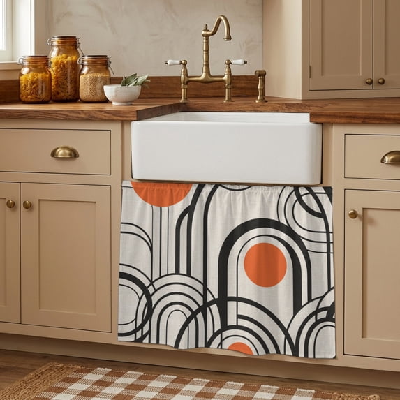 Boho Geometric Small Cabinet Curtains 11"W x 13"L, Modern Abstract ...