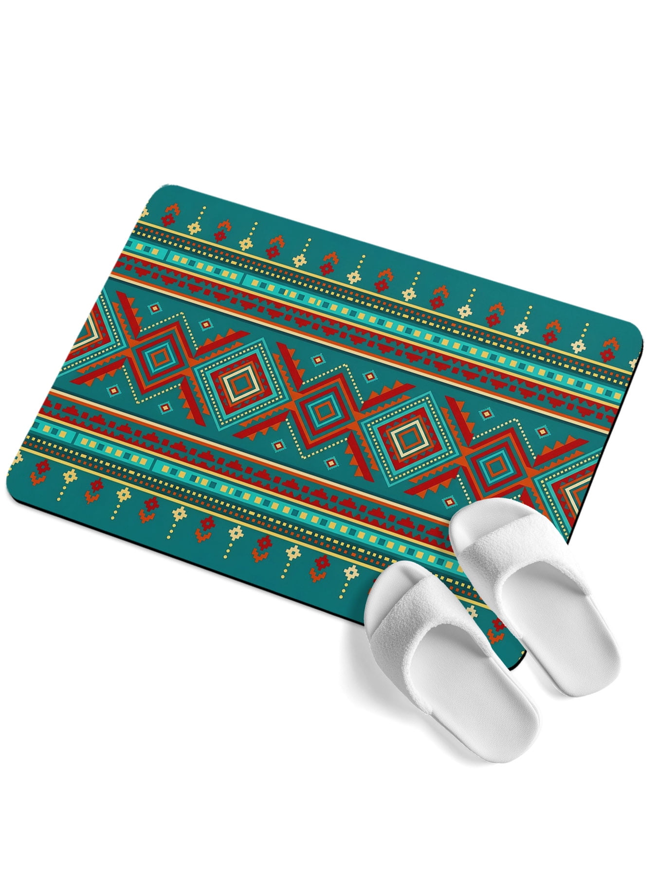 Boho Geometric Soft Diatomaceous Earth Mat, Retro Tribal Ethnic Argyle ...