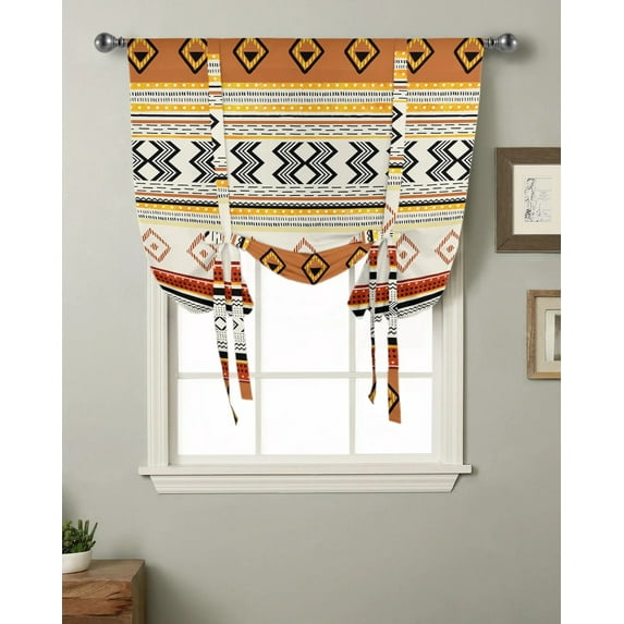 Boho Geometric Stripes Kitchen Short Window Curtain Rod Pocket Curtains ...