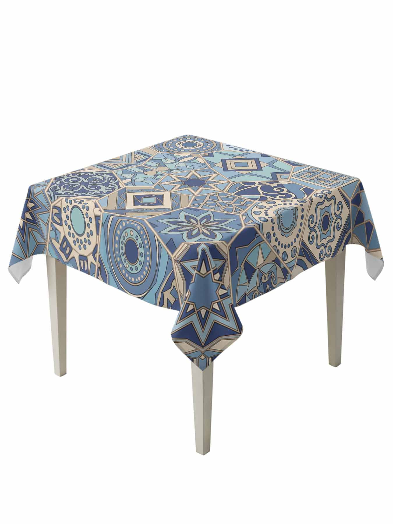 Boho Geometric Suqare Tablecloth - 54 x 54 Inch, Country Tribe Abstract ...