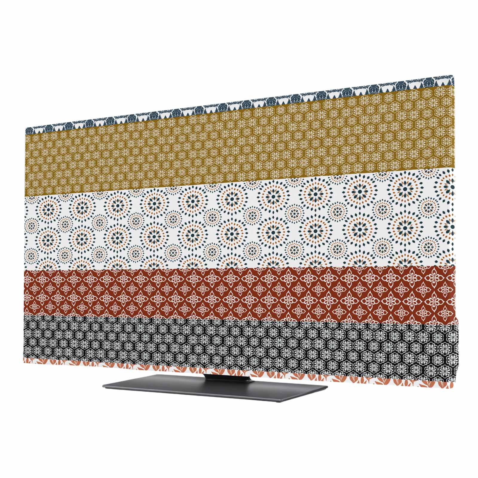 Boho Geometric TV Cover for 65 Inch Screen, Stretch Fabric Dustproof TV ...