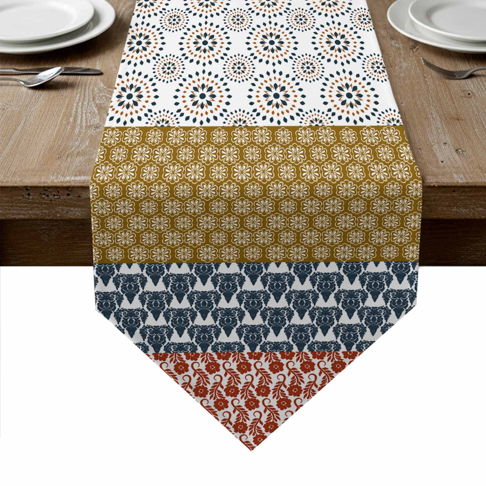 Boho Geometric Table Runner Linen Burlap Table Runner 120 Inches Long ...