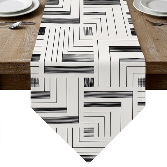 Boho Geometric Table Runner Linen Burlap Table Runner 72 Inches Long ...