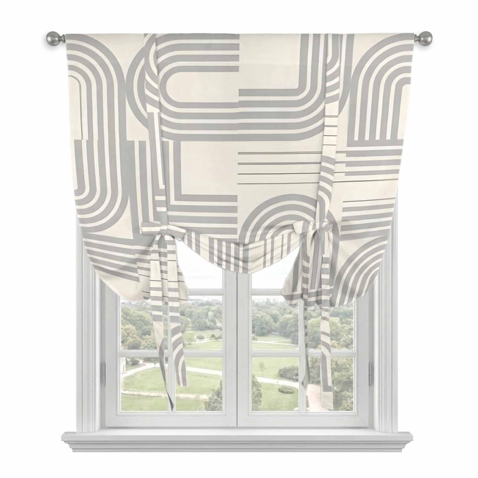 Boho Geometric Tie Up Curtains for Window, Thermal Insulated Balloon ...