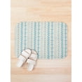 Boho Geometric Tribal Stripe Bath Mat – Teal & Cream Ikat Pattern, Non ...